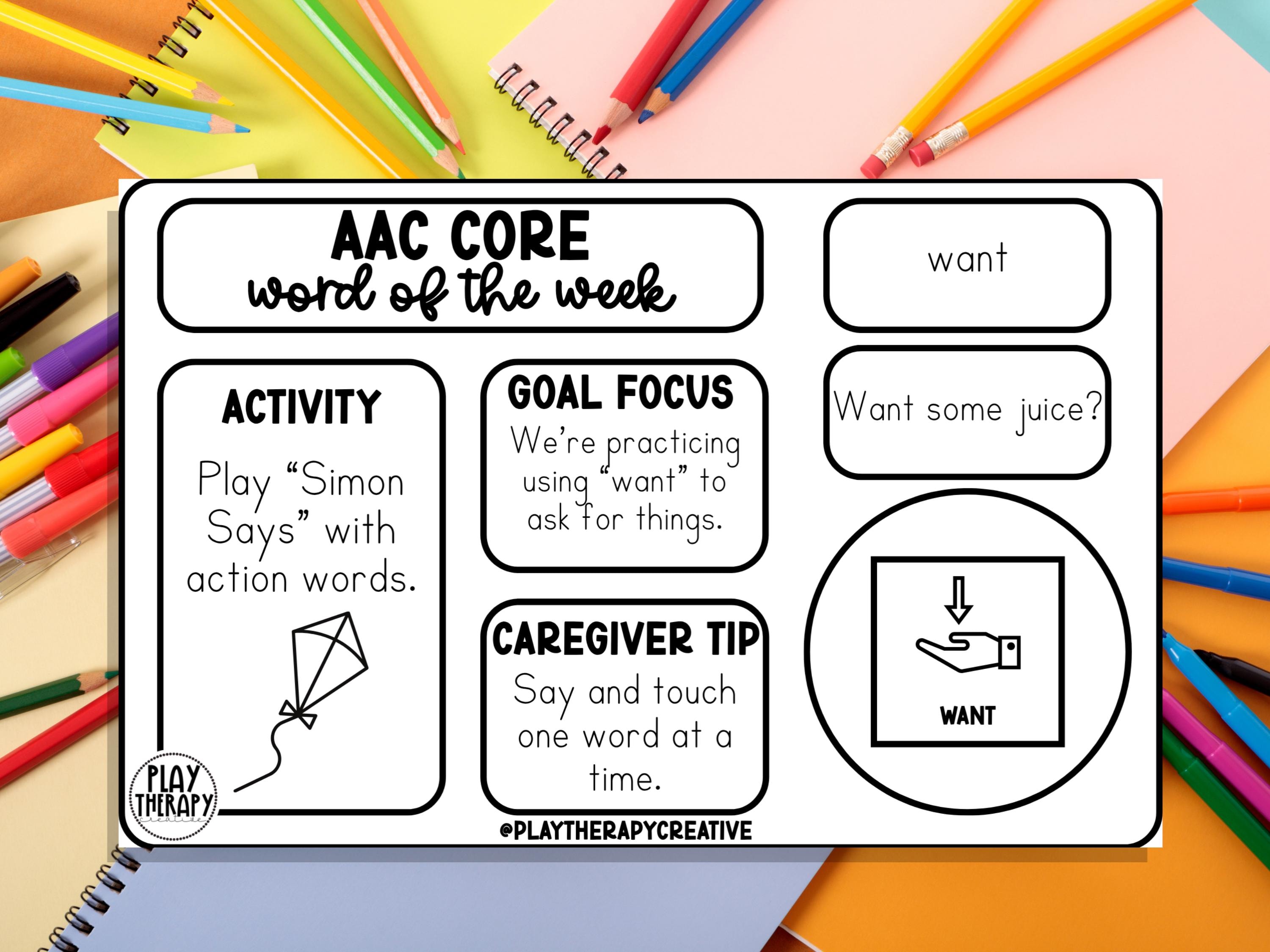 AAC Core Word of the Week Handouts | 50+ Printable Communication ...