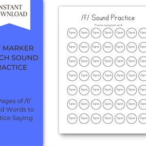 Dot Marker Speech Sound Practice Coloring Pages /f/ Sound Words Early ...