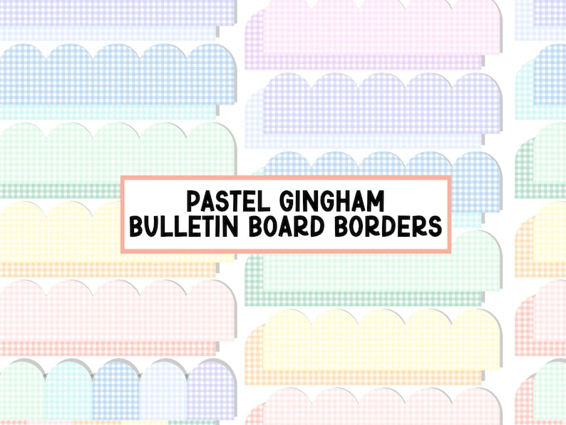 Pastel Gingham Bulletin Board Borders Decor | Pastel Bulletin Board ...