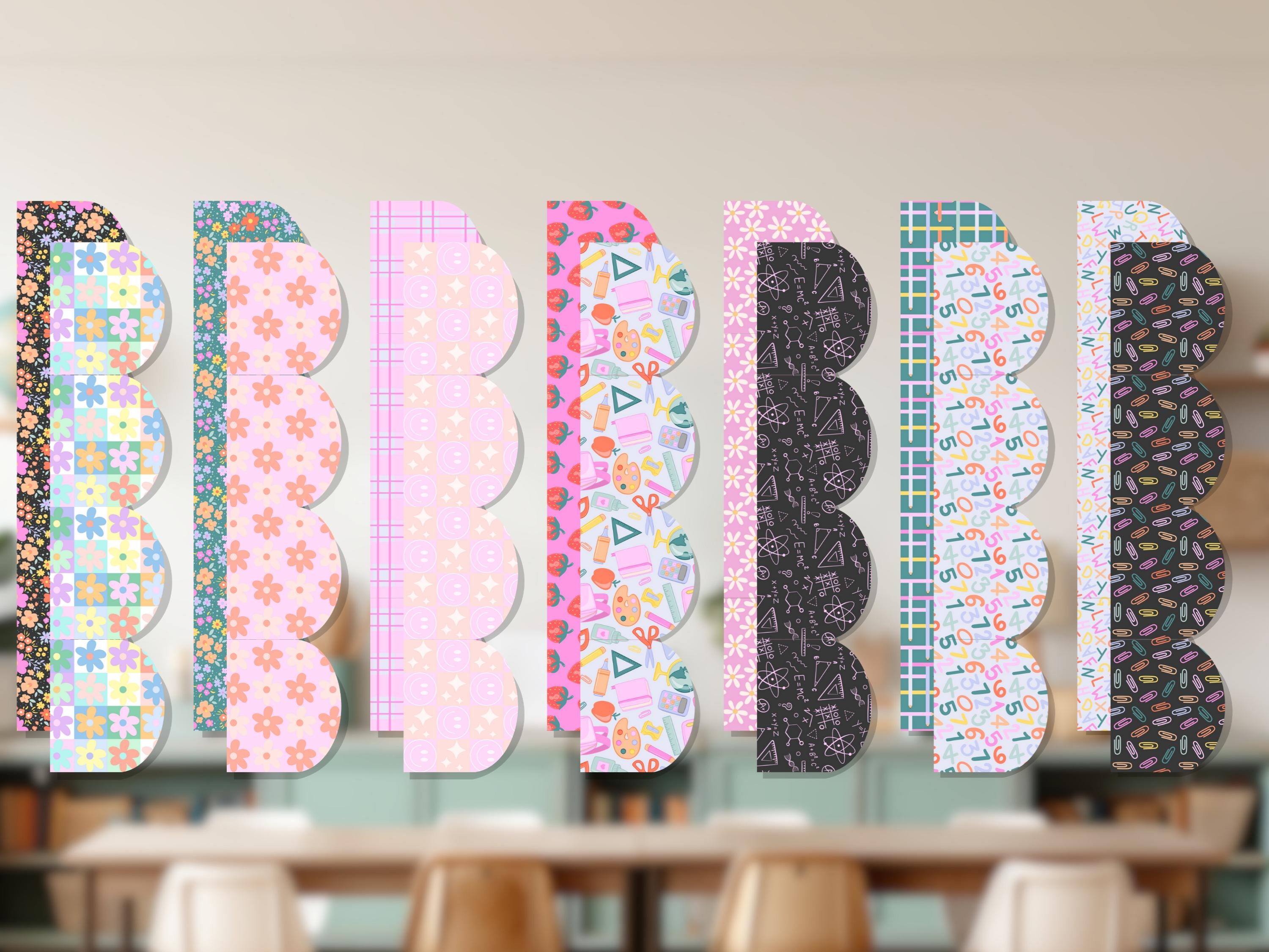 School Supplies Bulletin Board Borders Decor | Pastel Bulletin Board ...