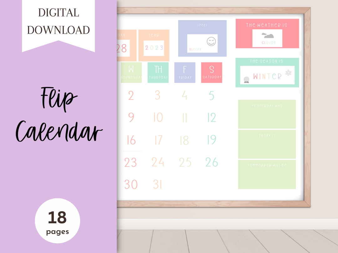 Classroom Flip Calendar Set Boho Classroom Decor Bulletin Board Prints ...
