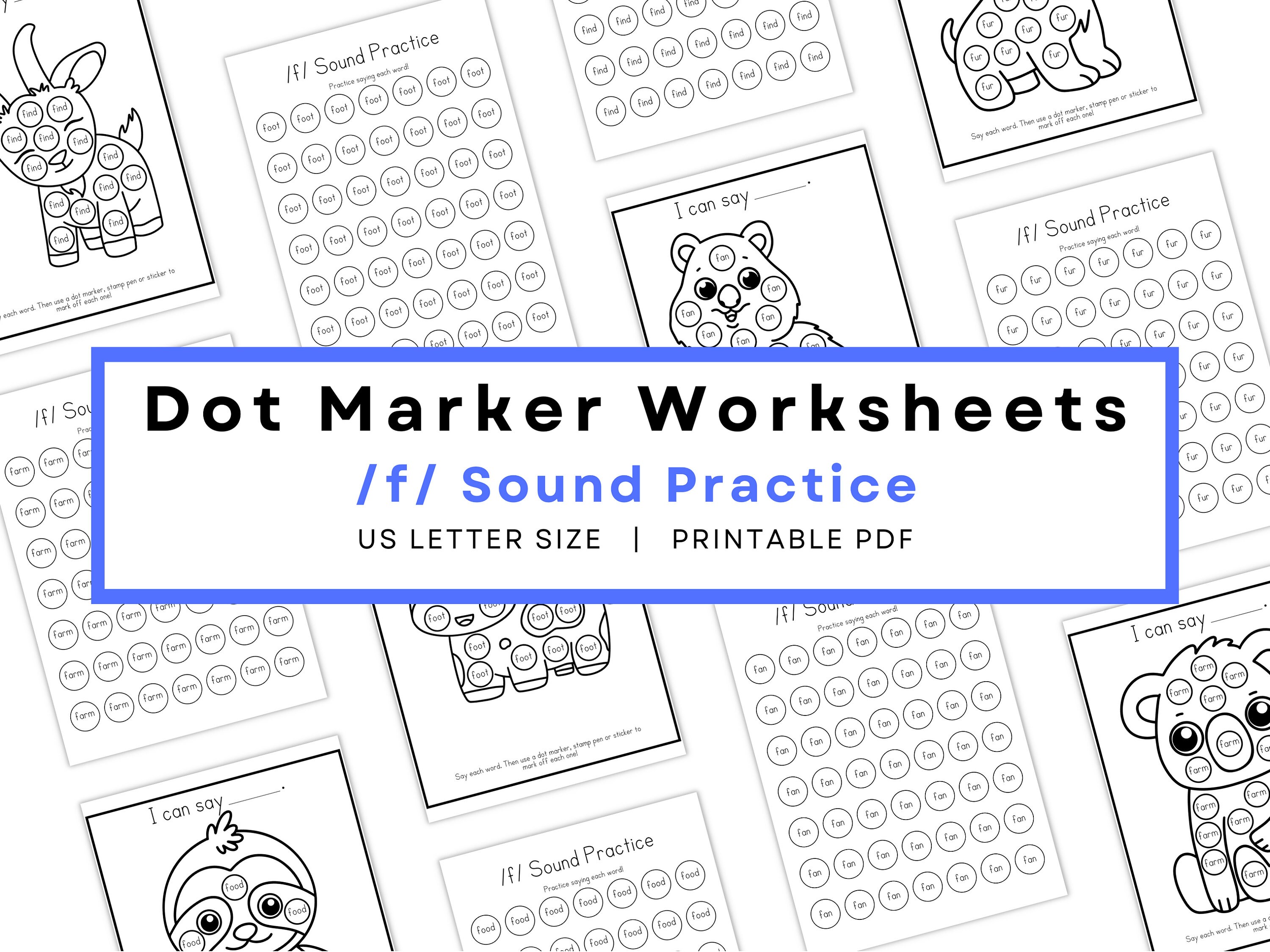 Dot Marker Speech Sound Practice Coloring Pages | /f/ Sound Words ...
