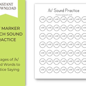 Dot Marker Speech Sound Practice Coloring Pages | /k/ Sound Words ...