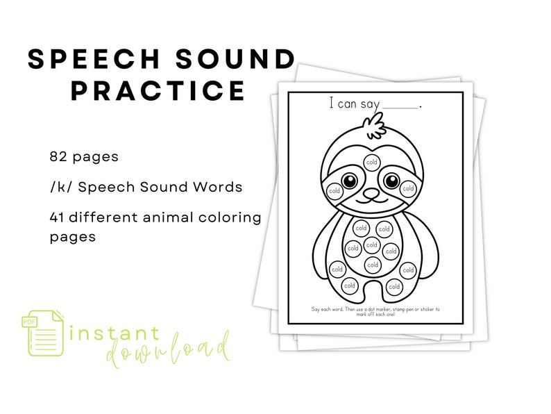 Dot Marker Speech Sound Practice Coloring Pages | /k/ Sound Words ...