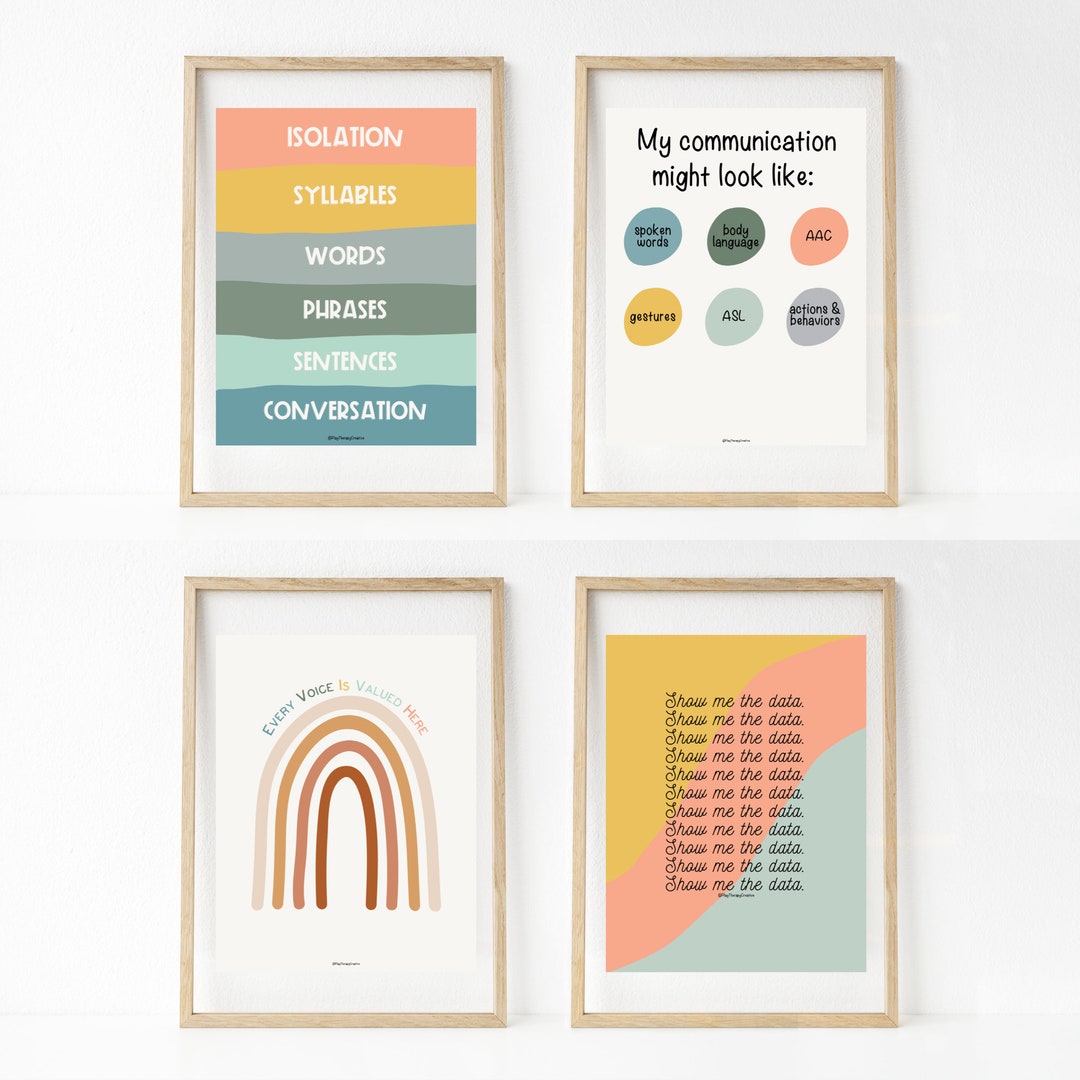 Speech Therapy Wall Art Bundle of 4 Prints / SLP Poster / Speech ...