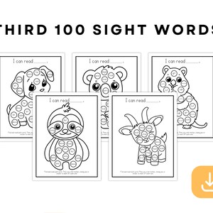 Dot Marker Reading Practice Coloring Pages | Third 100 Sight Words ...
