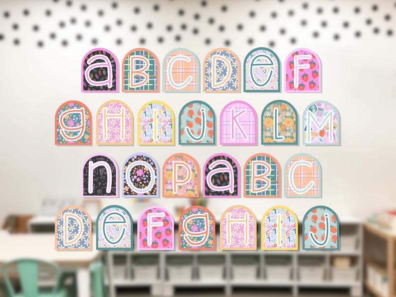 Arched School Days Pattern Letter Wall Decor Printable | Bulletin Board ...