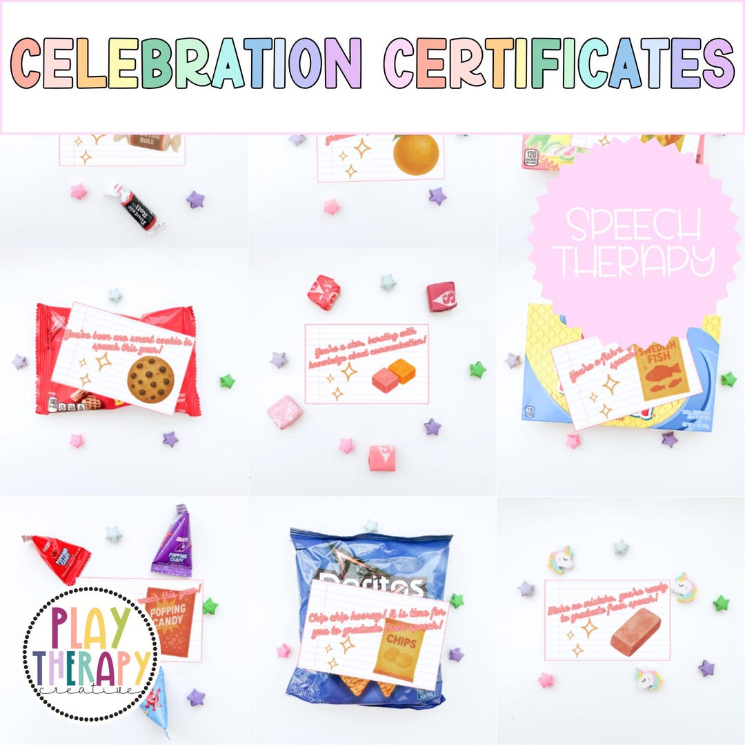 End of the Year Speech Therapy Celebration Certificates | Graduation ...
