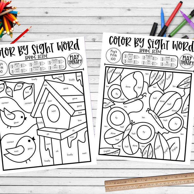 Fry's Fifth 100 Color-by-sight-word Coloring Page Practice | Etsy