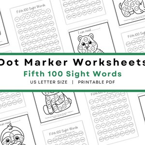Dot Marker Reading Practice Coloring Pages | Fifth 100 Sight Words ...