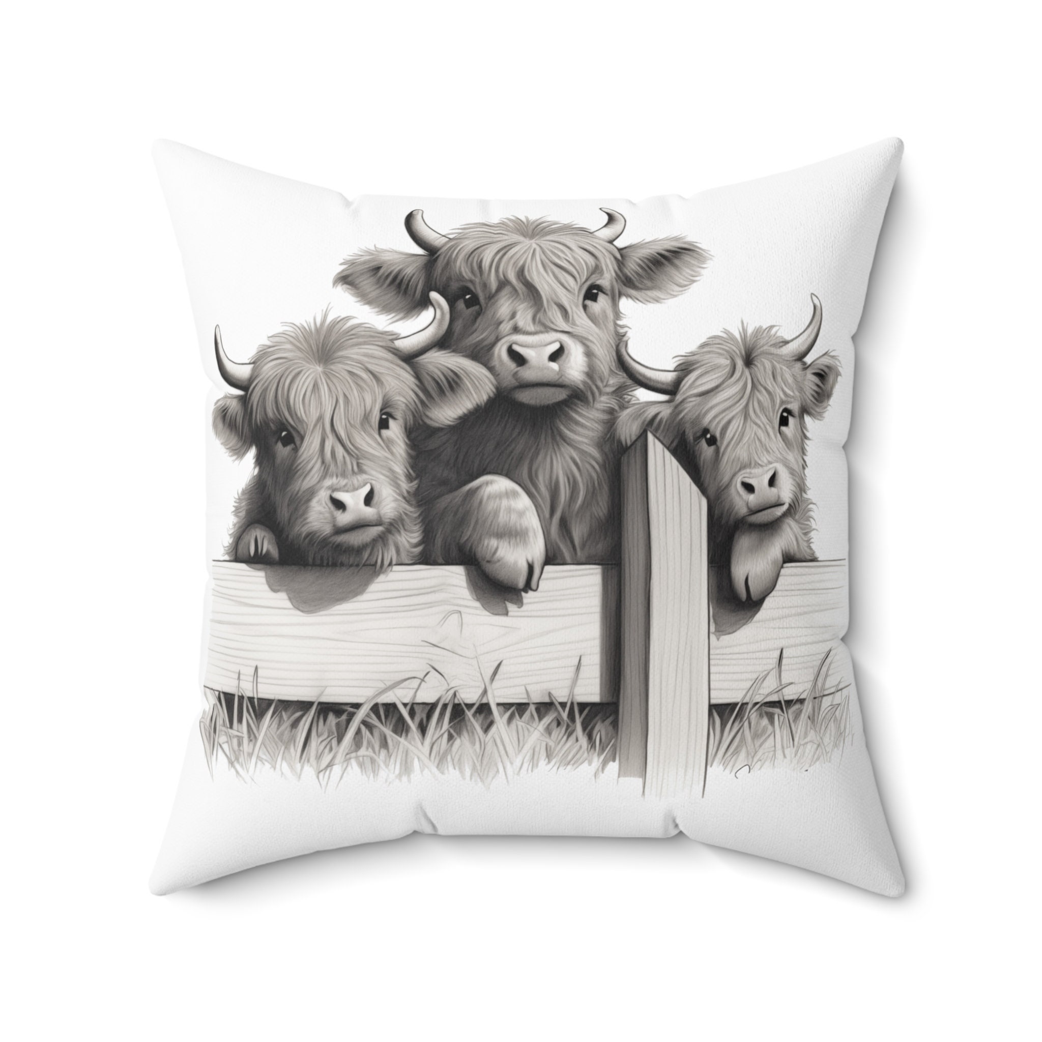 Highland Cow Throw Pillow Highland Cow Gifts Farm Lover - Etsy