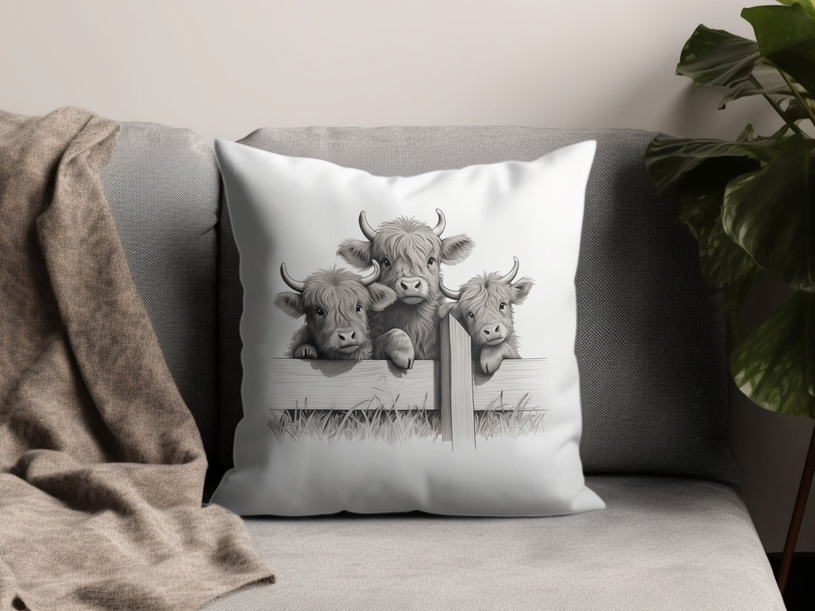 Highland Cow Throw Pillow Highland Cow Gifts Farm Lover - Etsy