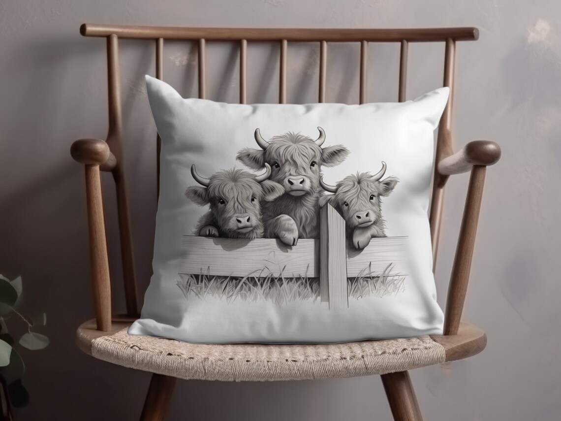 Highland Cow Throw Pillow Highland Cow Gifts Farm Lover - Etsy