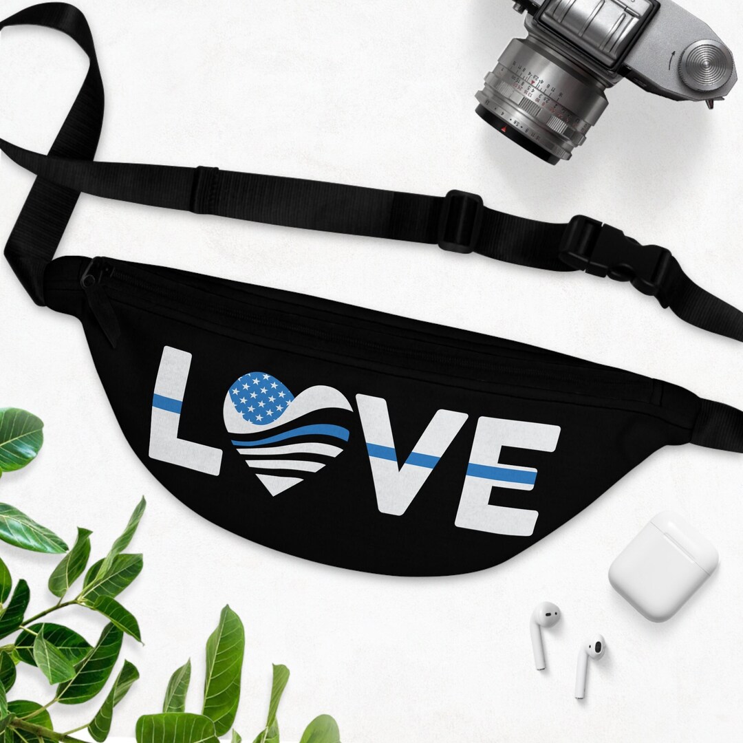 Thin Blue Line love Fanny Pack, Law Enforcement Crossbody Bag, Trendy ...