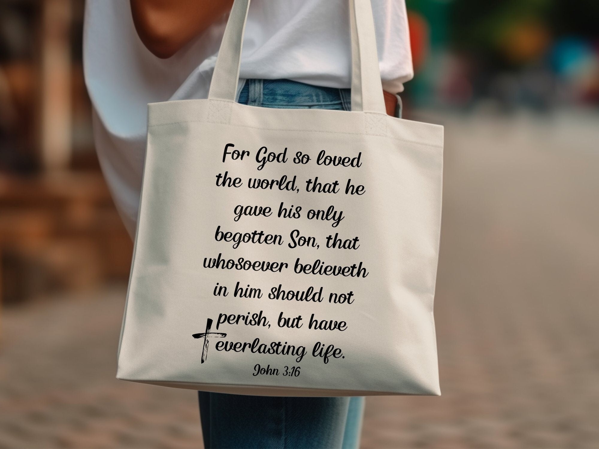 Bible Scripture Canvas Tote Bag, Bible Tote Bag, Religious Tote Bag ...