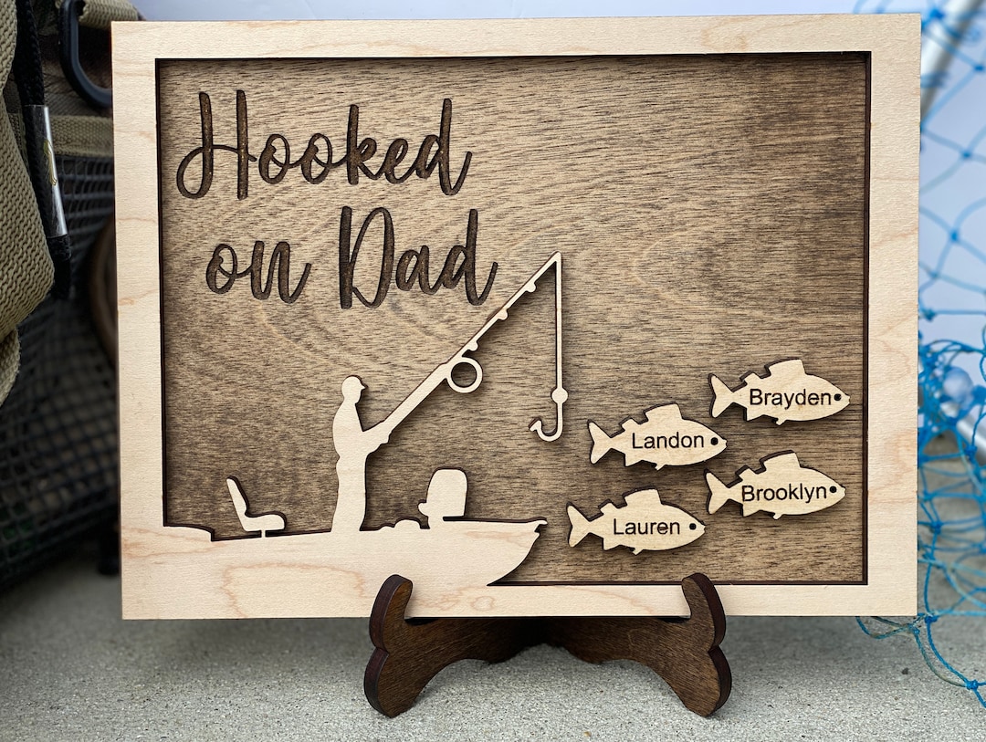Hooked on Dad Papa Dad Father's Day Birthday Sign Personalized ...
