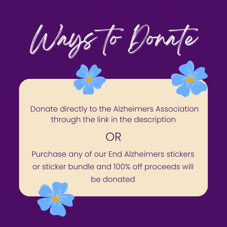 End Alzheimers Sticker Bundle, Waterproof Matte Vinyl, Dementia ...