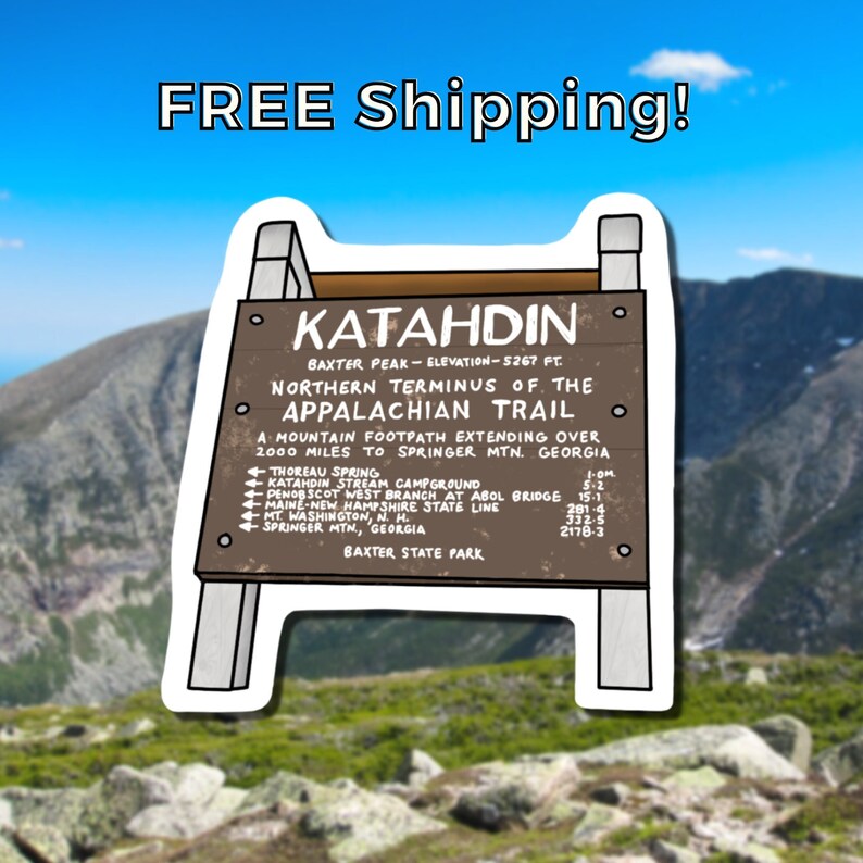 Mt Katahdin Sign Sticker Maine Sticker Matte Vinyl - Etsy