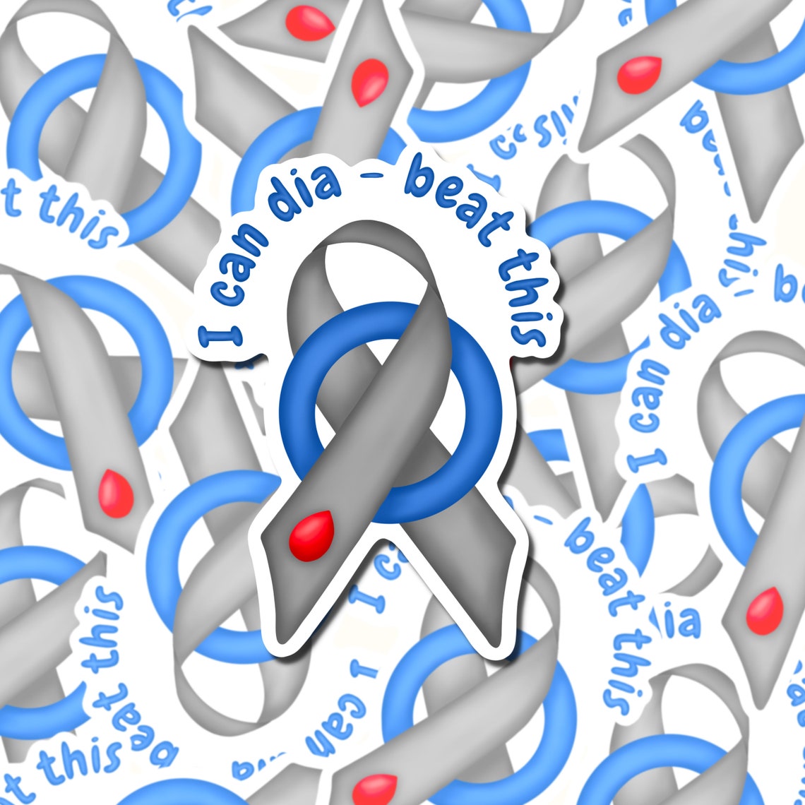 Diabetes Awareness Ribbon Sticker, Waterproof Matte Vinyl, T1D, Type ...