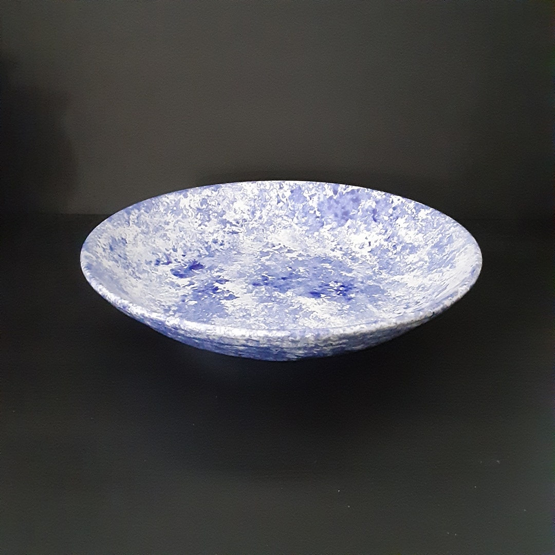 Blue Splatterware Large Ceramic Bowl Vintage - Etsy