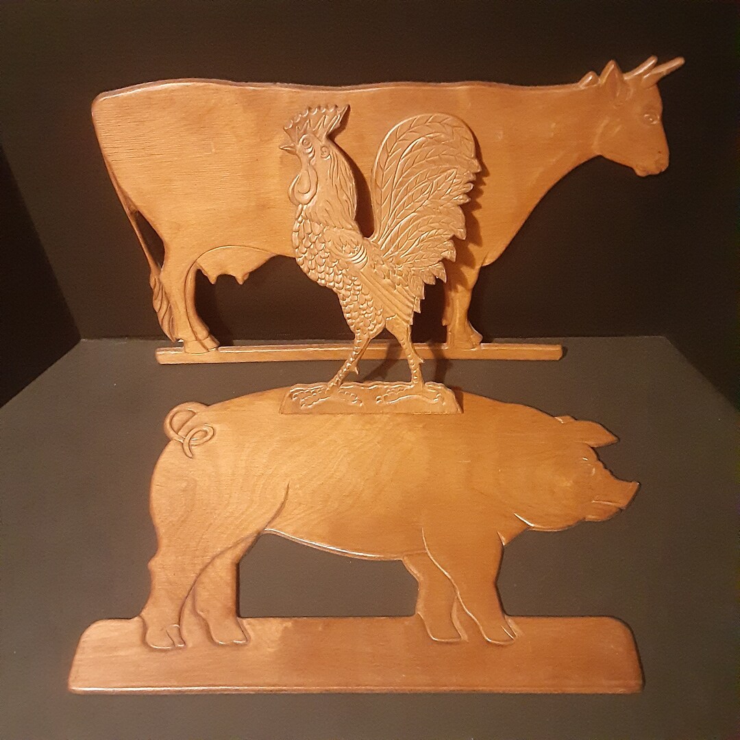 Handmade Wood Cutouts Featuring Country Barn Farm Animals Vintage set ...