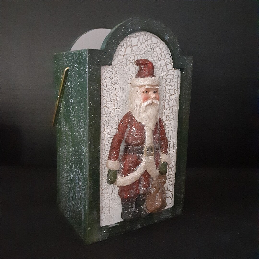 Santa Claus St Nick Christmas Container Box With Handle Vintage - Etsy