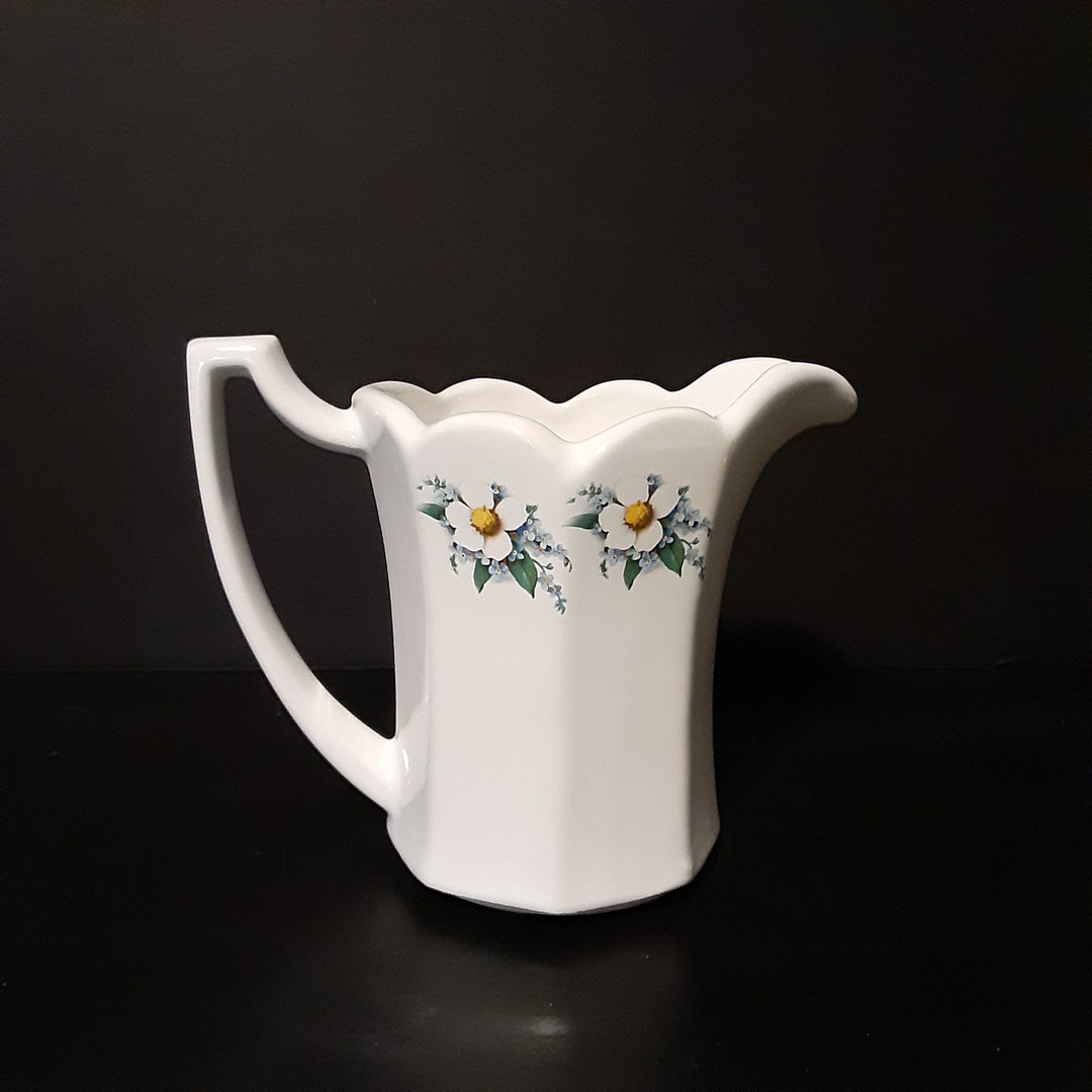 Mccoy Pottery Pitcher With Beautiful Flower Design Vintage - Etsy