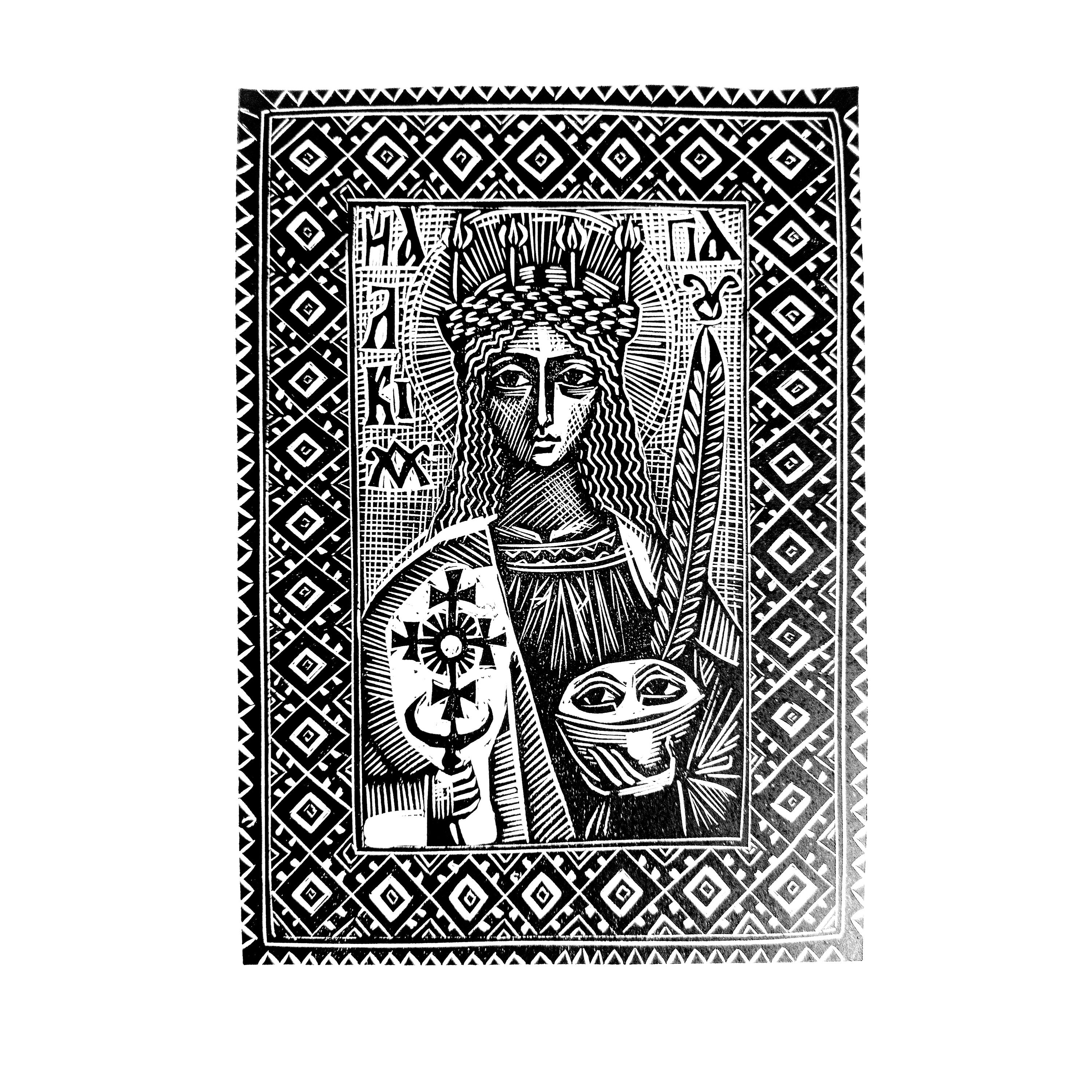 Saint Lucia Print Graphic Linocut Saints Christian - Etsy