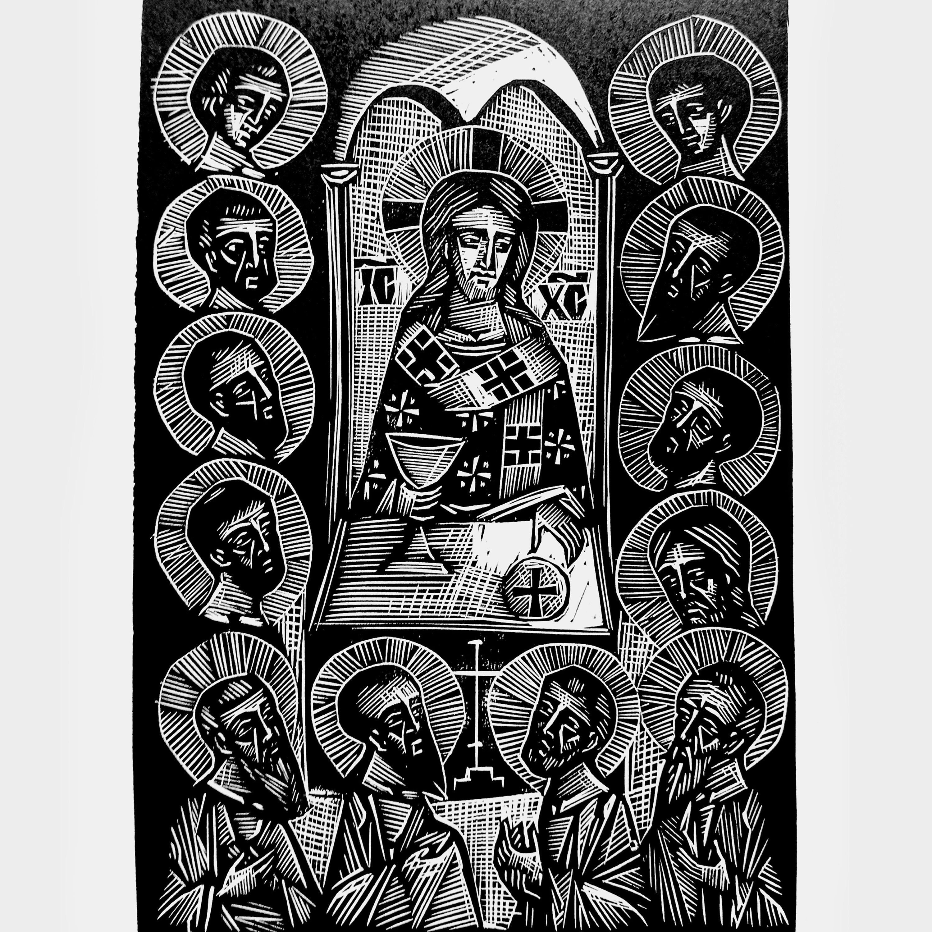 Communion of the Apostles - Linocut - Print - Folk Art - Graphic ...
