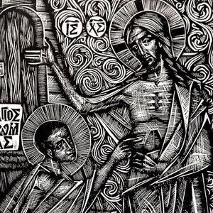 Saint Thomas - Christ - Linocut - Graphic - Print - Christian - Christ ...
