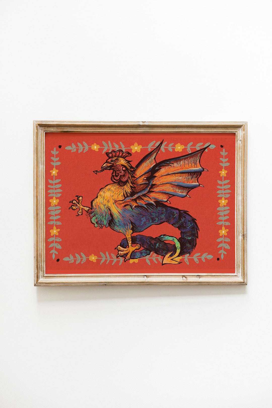 Basilisk Poster A4 Slavic Folklore Bestiary Folk Art Print Slavic ...