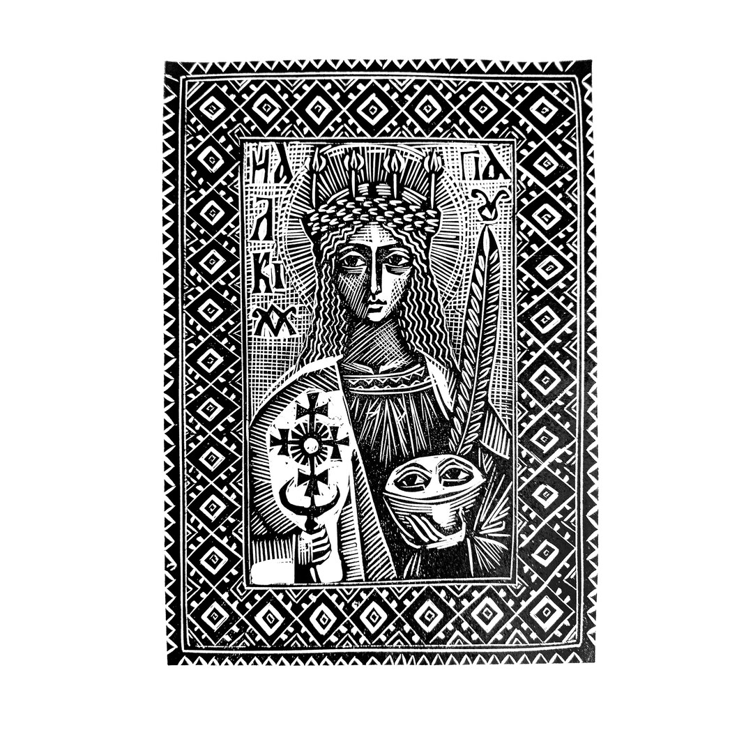 Saint Lucia - Print - Graphic - Linocut - Saints - Christian - Religion ...