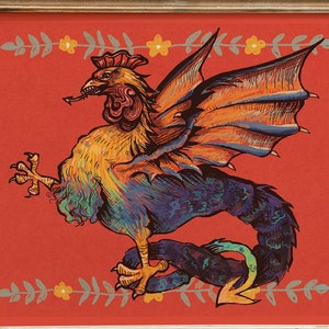 Basilisk - Poster - Slavic Folklore - Bestiary - Folk Art - Print ...
