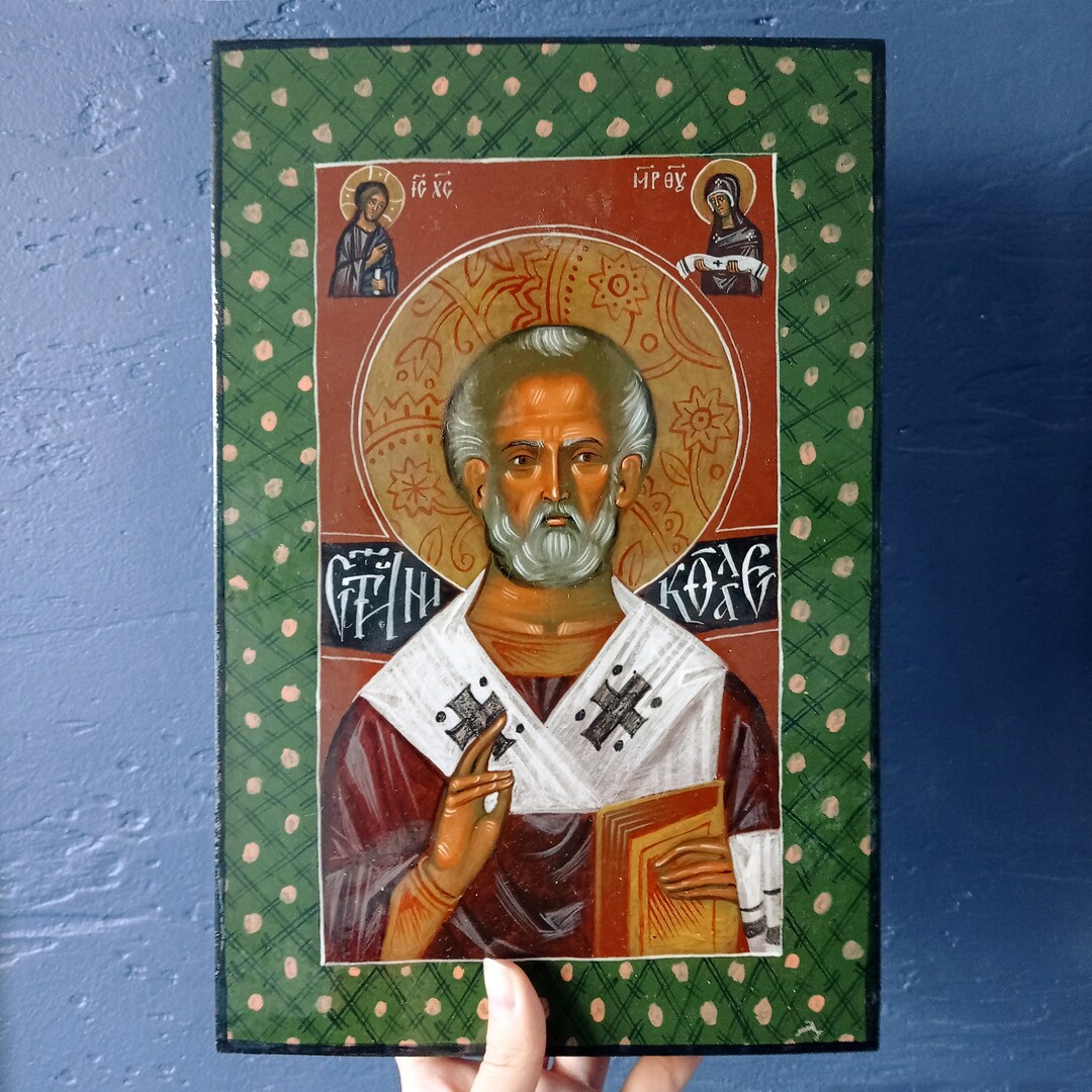 Saint Nicholas Picture Icon Painting Copy Santa - Etsy