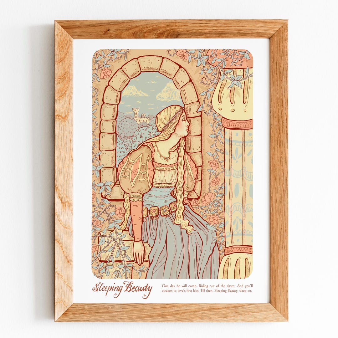 Sleeping Beauty A4 Poster Illustration Print Picture Book Fairy Tale ...