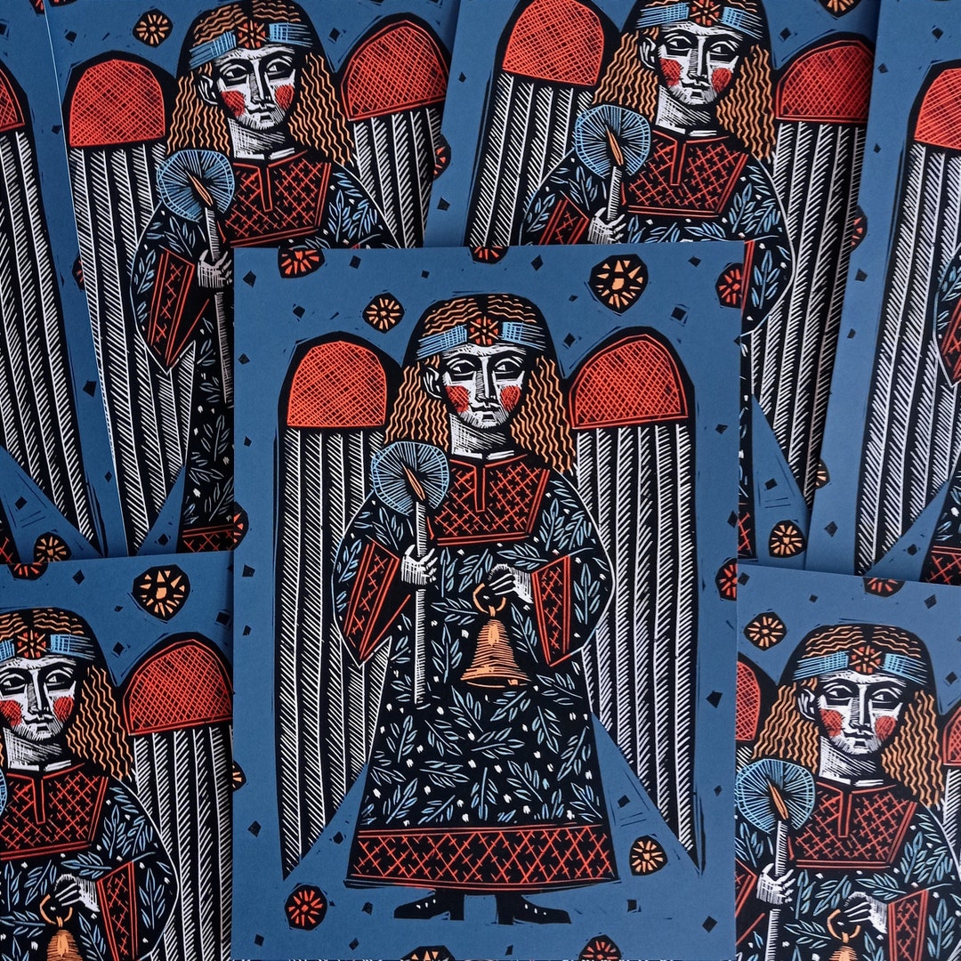 Christmas Card - Angel - Illustration - A5 - Folk Art - Folklore ...