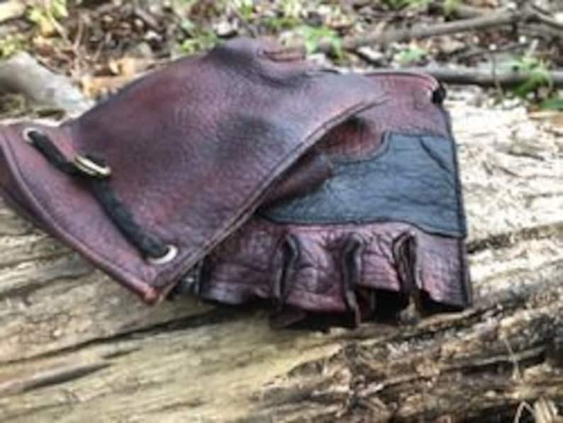 Bison Leather Fingerless Gloves | Etsy