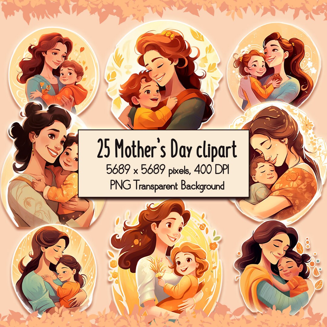 Mother's Day Clipart, Mother and Daughter, Mom Daughter, Digital ...