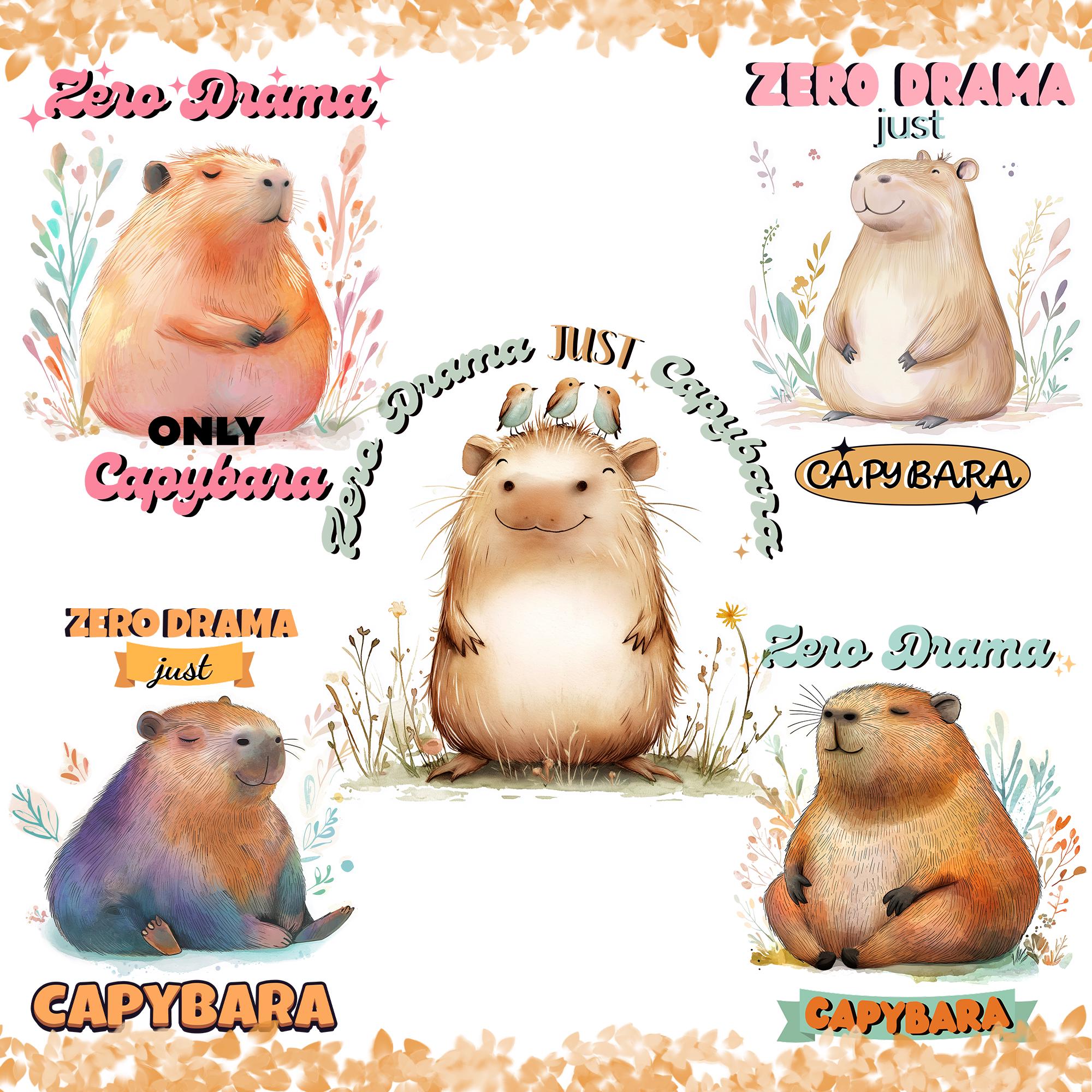 10 Watercolor Capybaras Clipart, Zero Drama Just Capybara Clipart ...