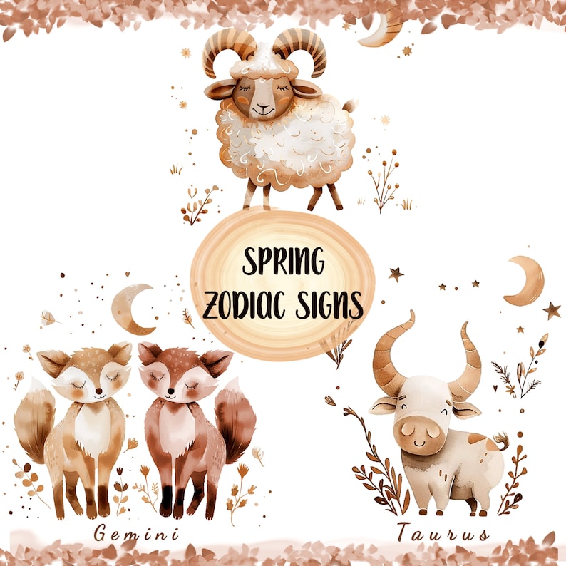 12 Zodiac Sign PNG Clipart Bundle, Zodiac Birth Astrology Clipart ...