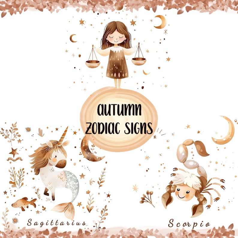 12 Zodiac Sign PNG Clipart Bundle, Zodiac Birth Astrology Clipart ...