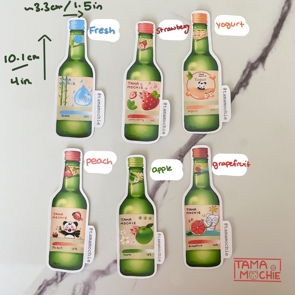 Cute Soju Stickers Sansan & Pohpoh Cute Korean Drink Laminated Die Cut ...