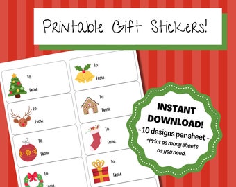 2"x4" Christmas Printable Labels, Printable Stickers, Gift Stickers ...
