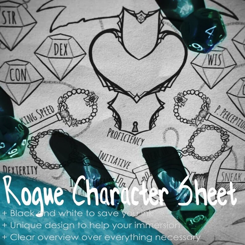 Custom Rogue Character Sheet Tabletop base - Etsy