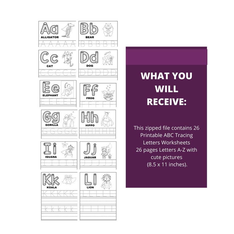 Animal Super Hero, Alphabet Tracing,printable,phonics,literacy ...