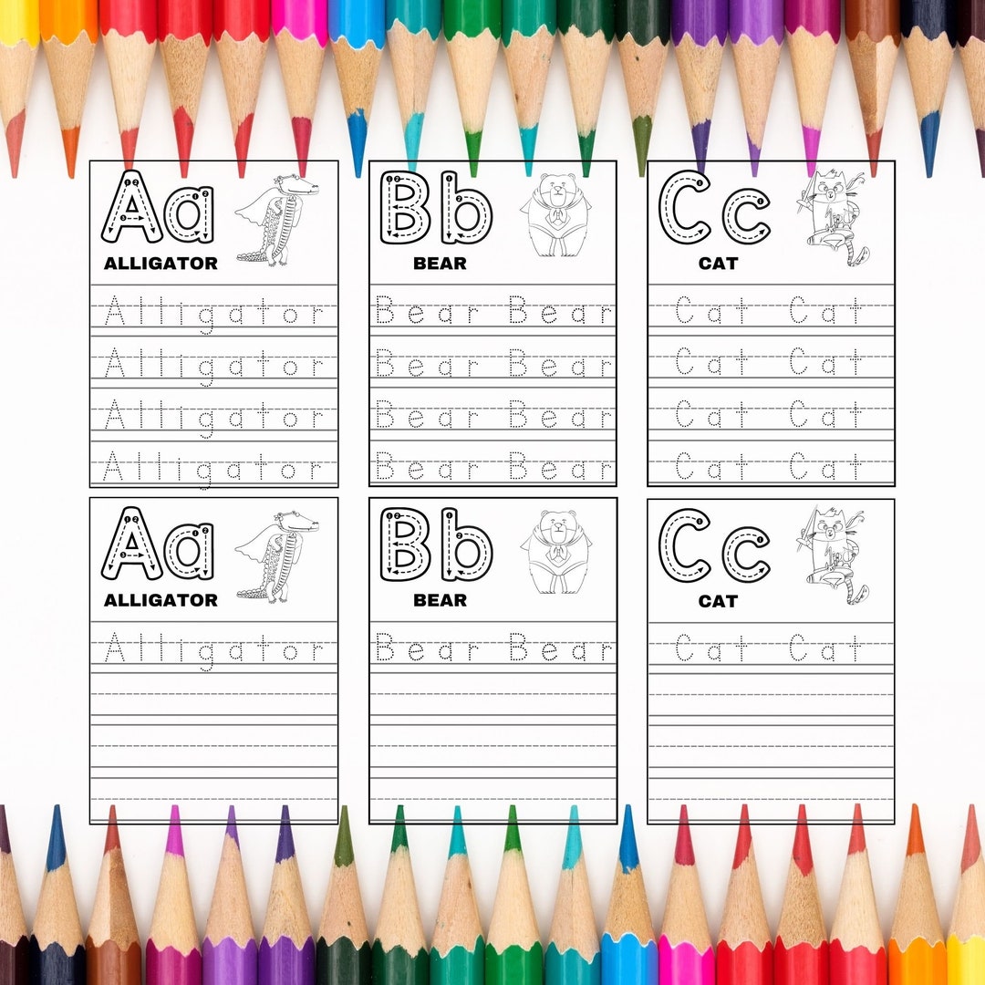 Word Tracing,alphabet,abc,printable,animals Super Hero,literacy ...