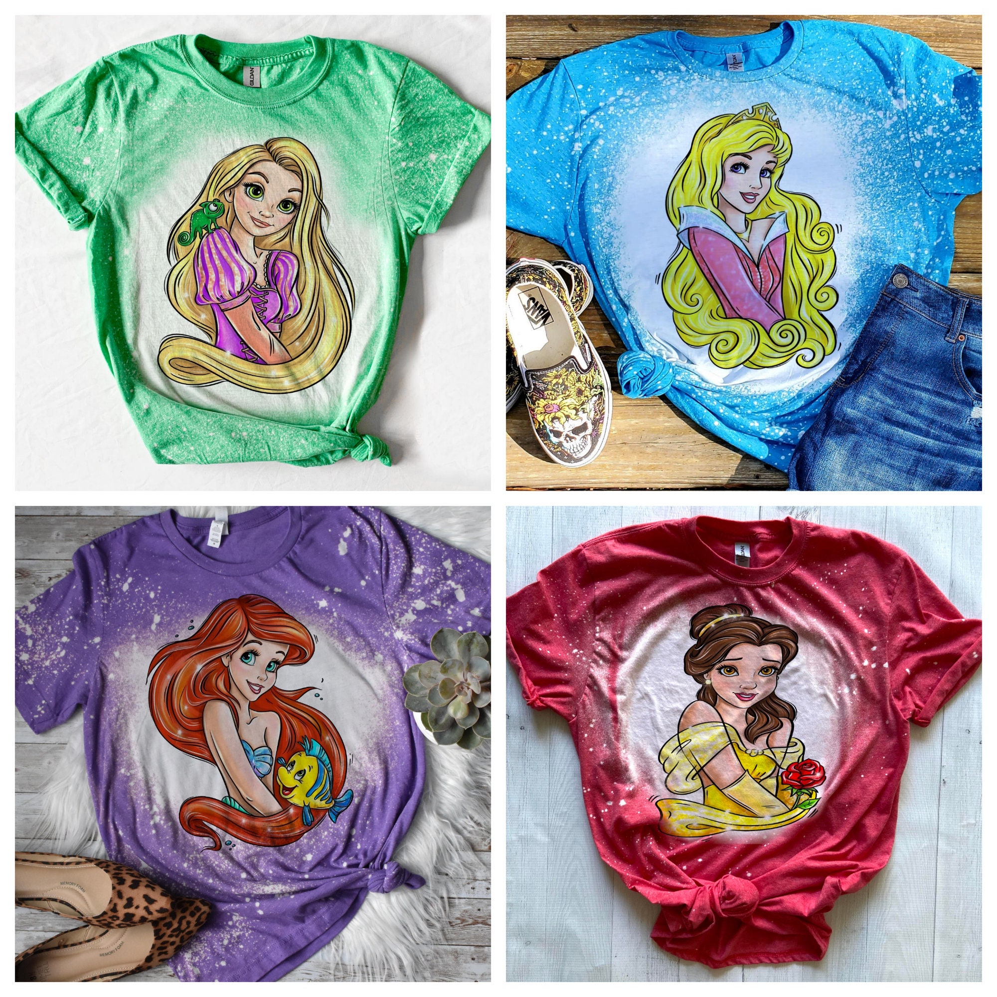 Princess tshirt, bleached princess shirt, tiana disney princess tee ...