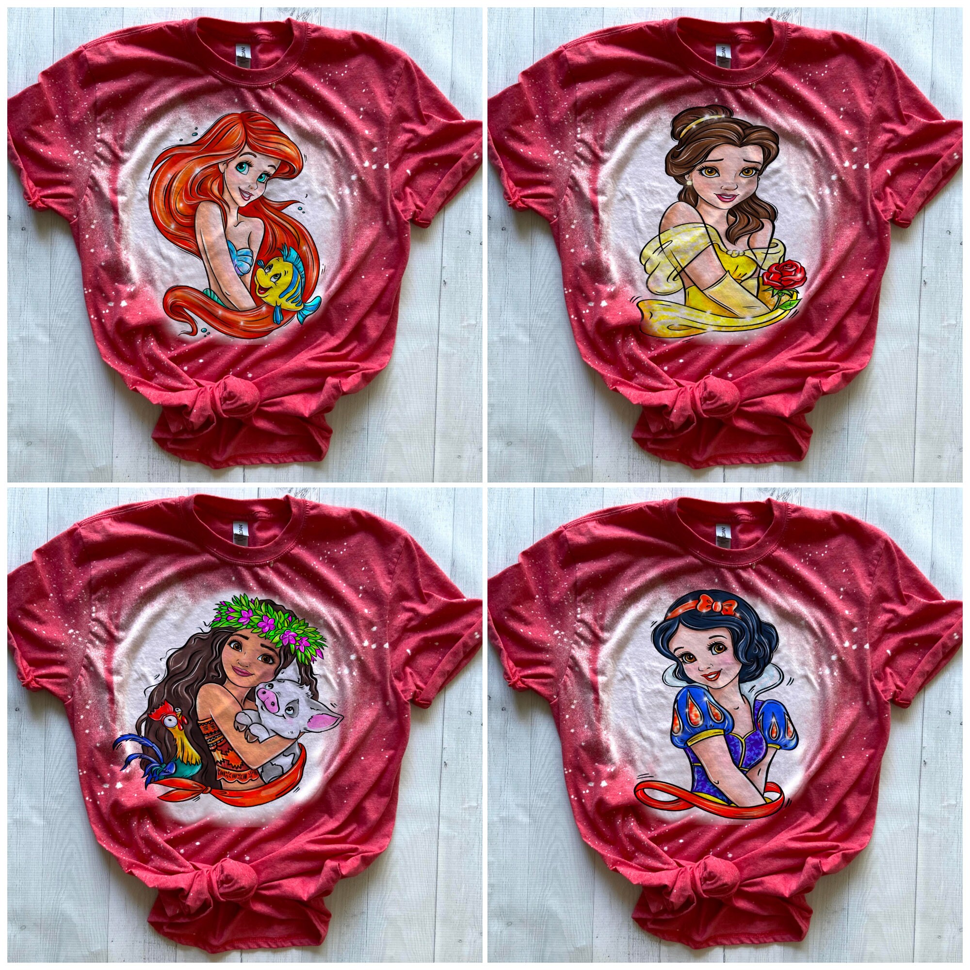 Princess tshirt, bleached princess shirt, tiana disney princess tee ...