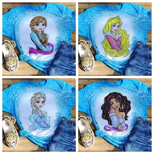 All Princess Tshirt, Bleached Disney Shirt, Birthday Kids Shirt, Girls ...