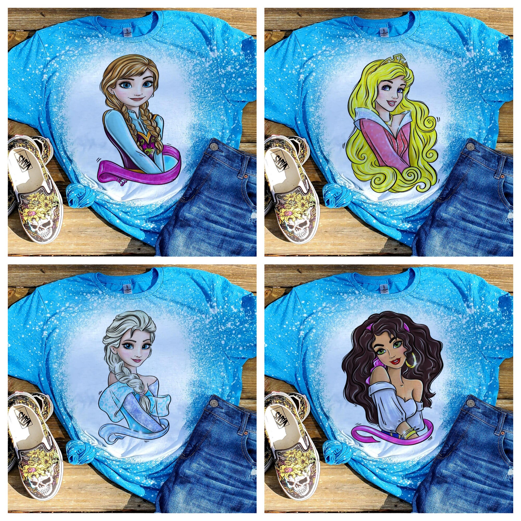 Princess tshirt, bleached princess shirt, tiana disney princess tee ...